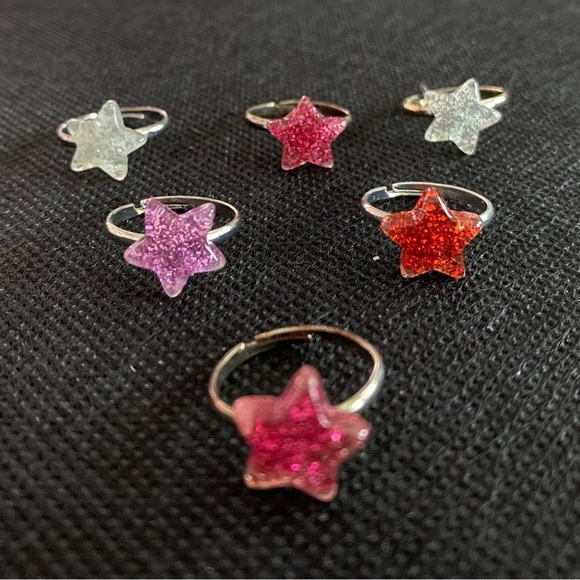 paparazzi | Accessories | Starlet Shimmer Multi Color Star Glitter Acrylic Rings Set Of 6 Rings ...